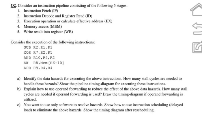 Solved 2. Consider an instruction pipeline consisting of the | Chegg.com