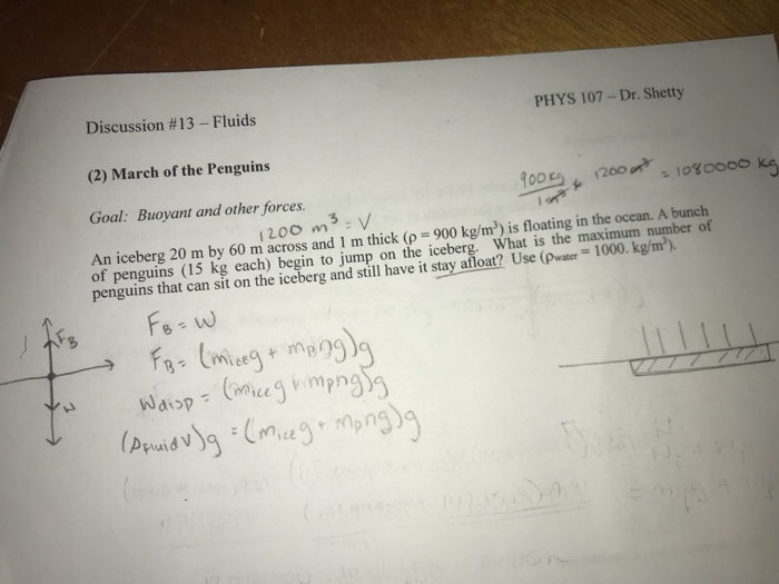 Solved Discussion #13-Fluids PHYS 107- Dr. Shetty (2) March | Chegg.com