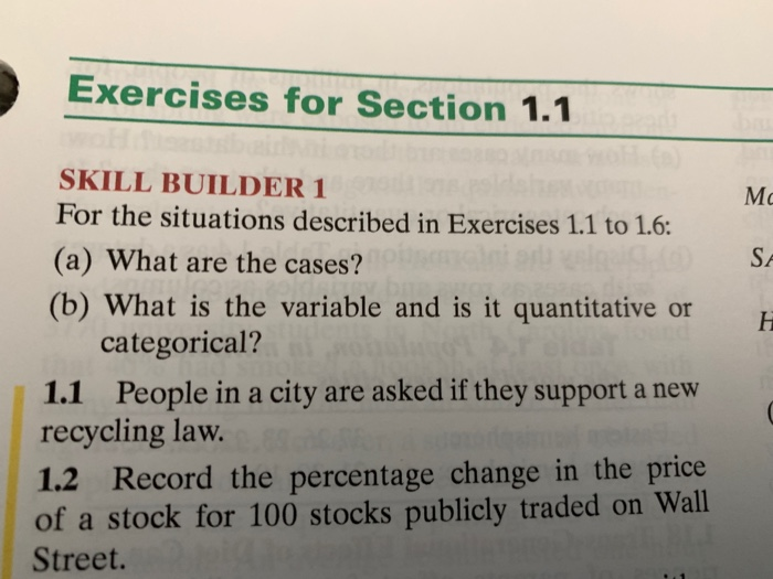 Solved Exercises for Section 1.1 SKILL BUILDER 1 For the | Chegg.com