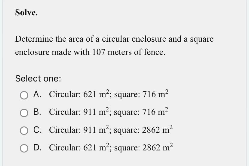 Solved Determine the area of a circular enclosure and a | Chegg.com