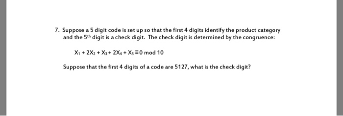 Solved 7. Suppose a 5 digit code is set up so that the first | Chegg.com