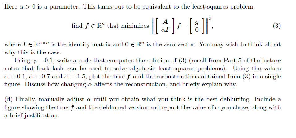 Deblurring and least squares In many applications, | Chegg.com