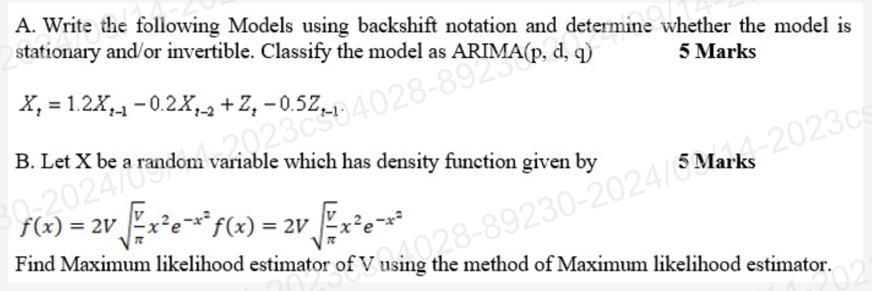 Solved A. ﻿Write the following Models using backshift | Chegg.com