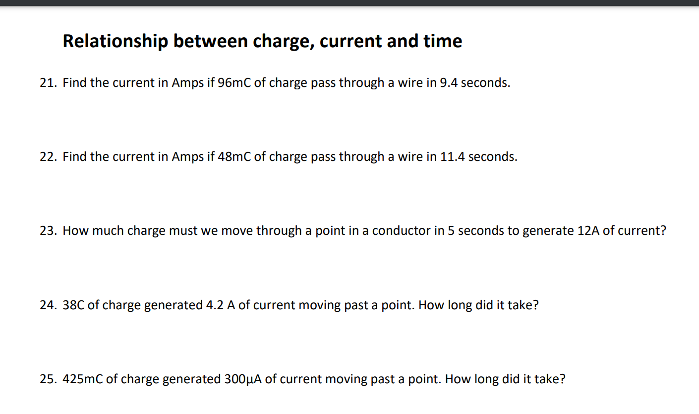 Solved Relationship between charge, current and time 21. | Chegg.com
