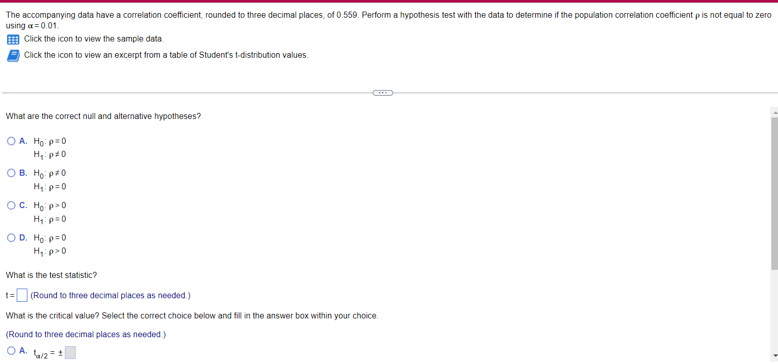 Solved The accompanying data have a correlation coefficient, | Chegg.com