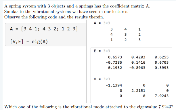 Solved 4 1 4 m A spring system with 3 objects and 4 springs | Chegg.com