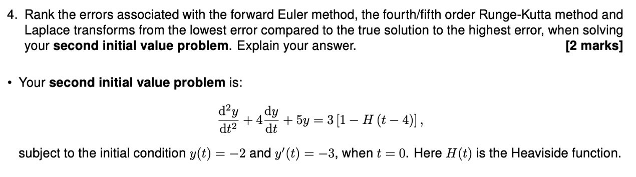 4. Rank the errors associated with the forward Euler | Chegg.com