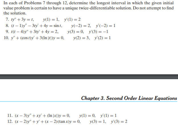 Solved In each of Problems 7 through 12, determine the | Chegg.com