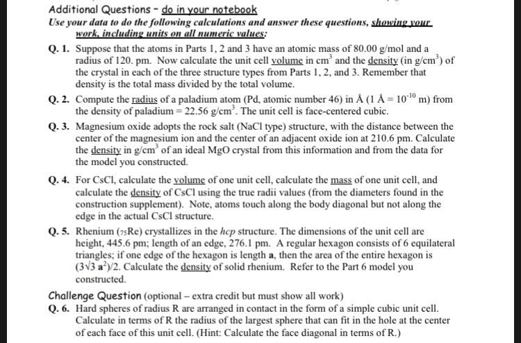 Solved Additional Questions-do in your notebook Use your | Chegg.com