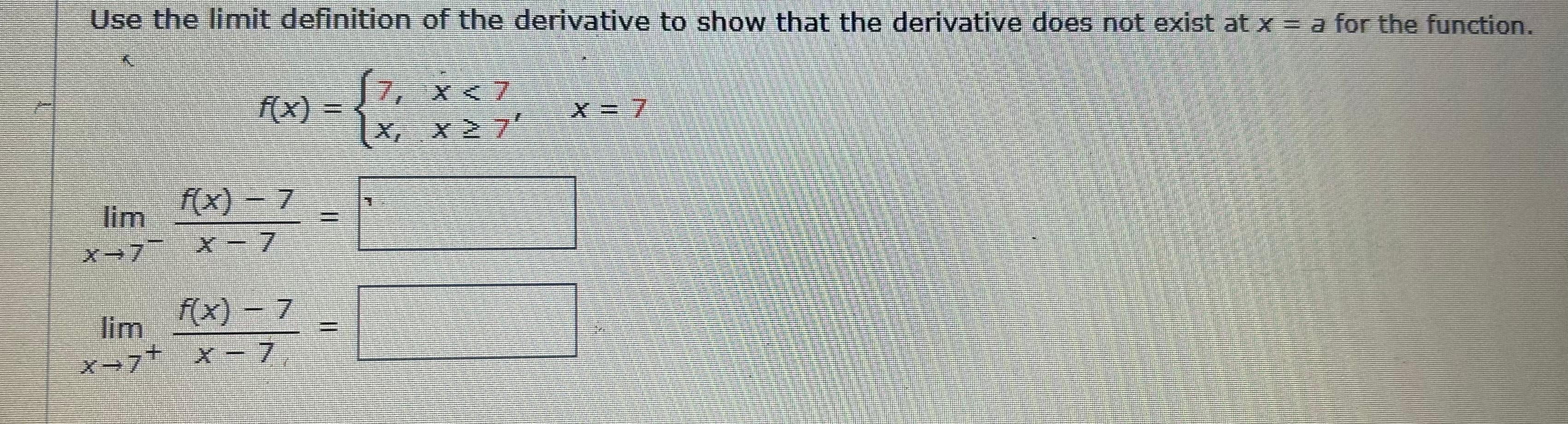 Solved Use the limit definition of the derivative to show | Chegg.com