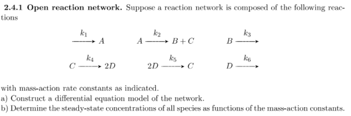 Solved 2.4.1 Open reaction network. Suppose a reaction | Chegg.com