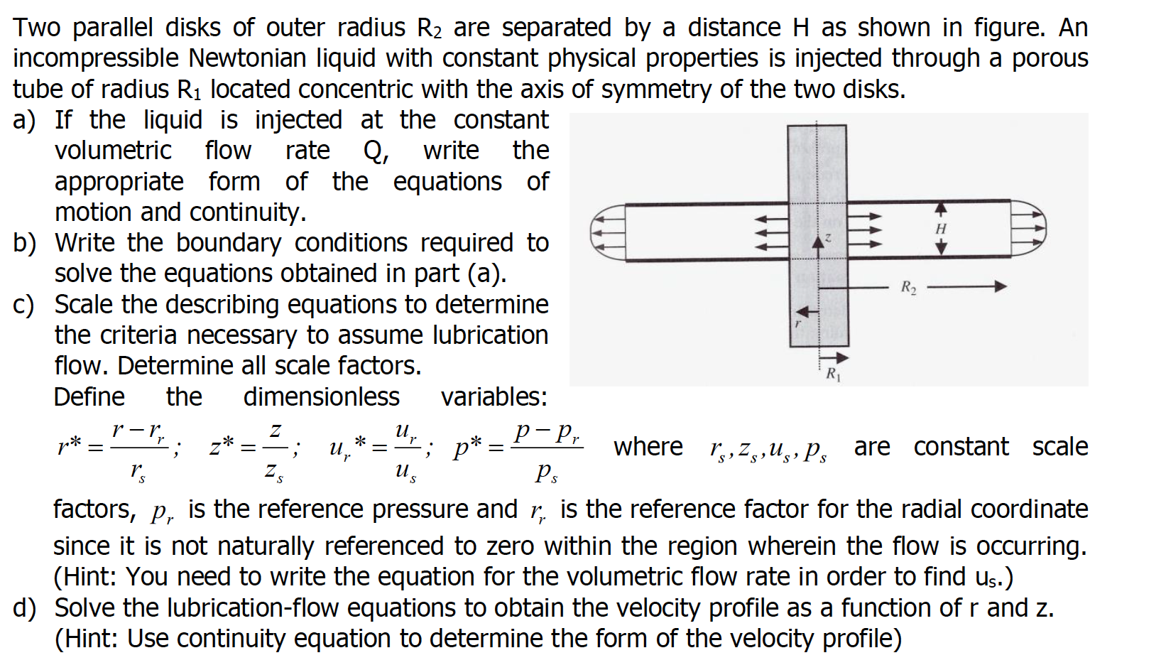 Two parallel disks of outer radius R2 are separated | Chegg.com