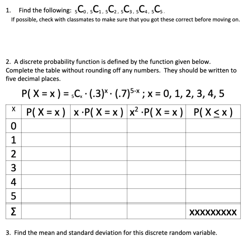 Solved Find the following: ?5C0,5C1,5C2,5C3,5C4,5C5.If | Chegg.com