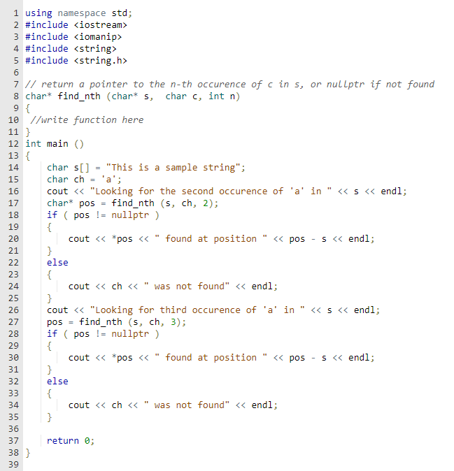 Solved Write a function that returns a pointer to the nth | Chegg.com