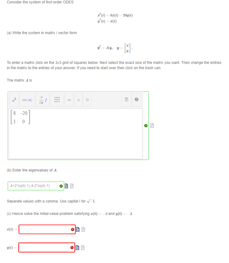 Solved Consider the system of first-order ODES (t) = 8z(t) - | Chegg.com