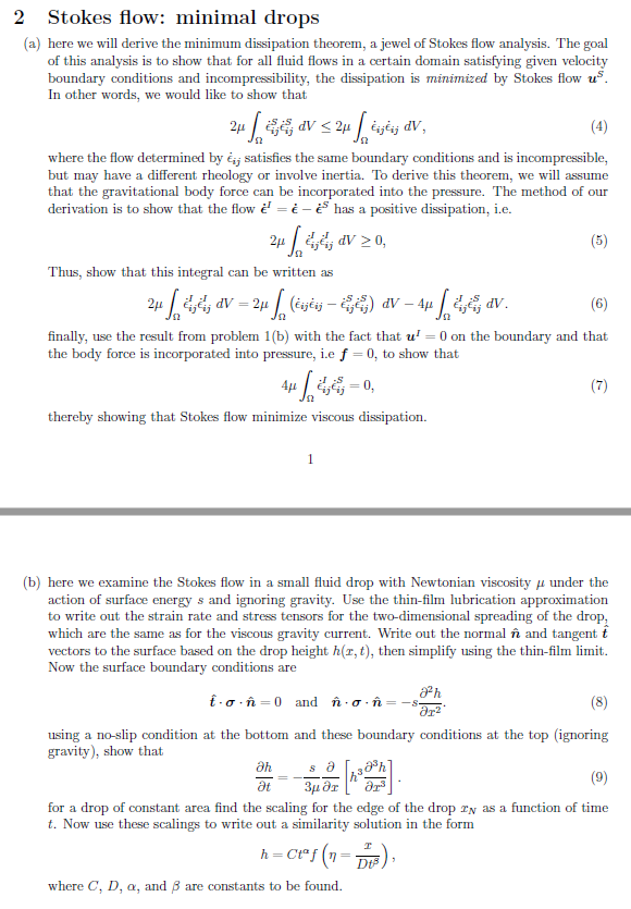2 Stokes flow: minimal drops (a) here we will derive | Chegg.com