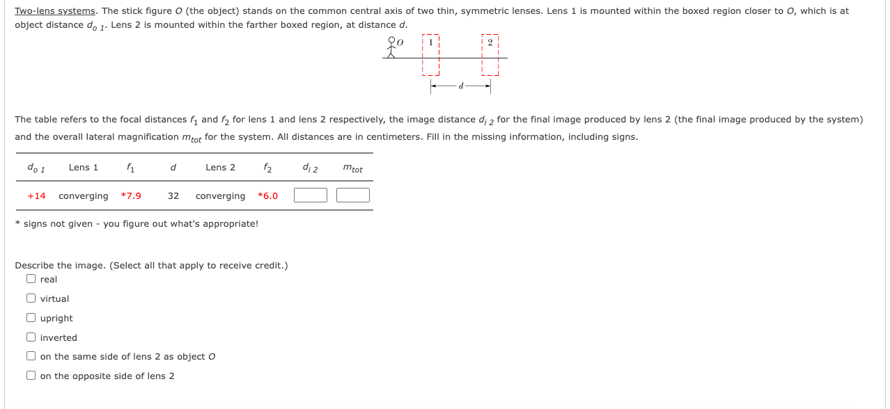 Solved and the overall lateral magnification mtot for the | Chegg.com