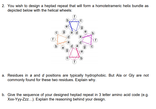2 You Wish To Design A Heptad Repeat That Will Form