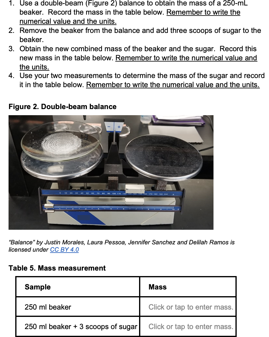 Solved 1. Use a double-beam (Figure 2 ) balance to obtain | Chegg.com