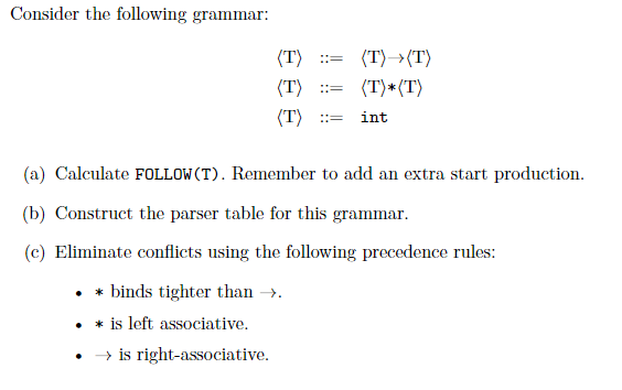 Solved Consider the following grammar: (T) ::= (T)→>(T) (T) | Chegg.com