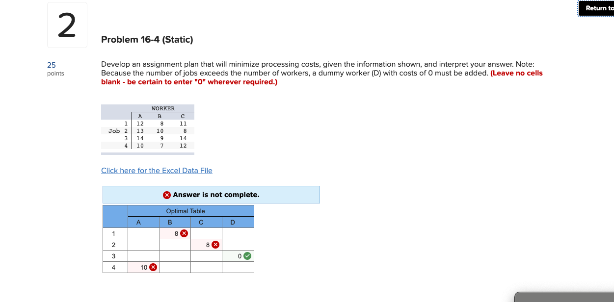 Solved Develop an assignment plan that will minimize | Chegg.com