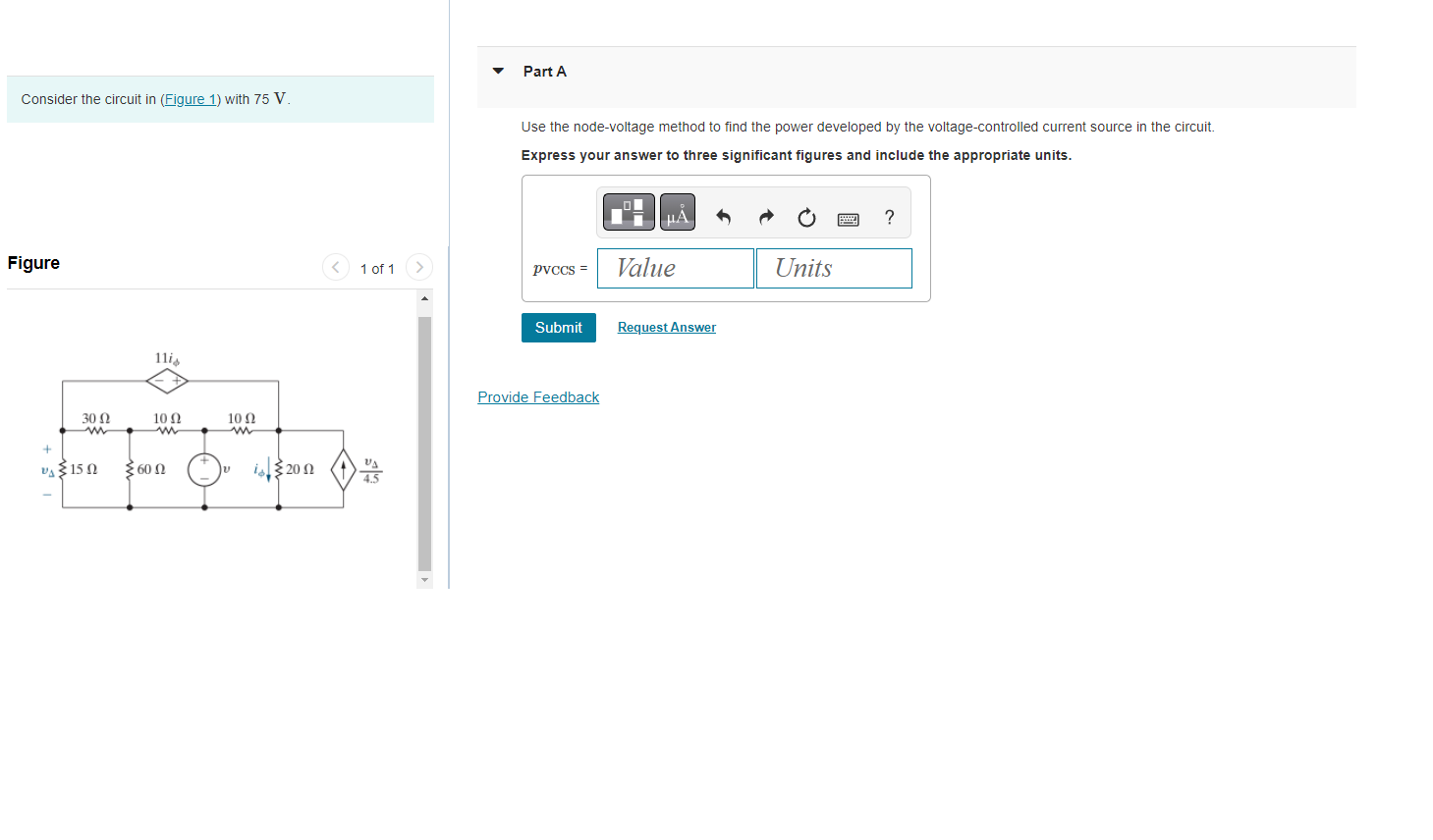 Solved Consider the circuit in (Figure 1) with 75 V. Use the | Chegg.com