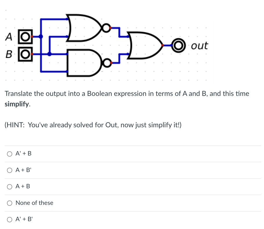 Solved Translate the output into a Boolean expression in | Chegg.com