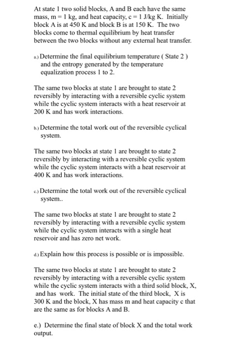 Solved At state 1 two solid blocks, A and B each have the | Chegg.com