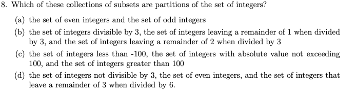Solved Which of these collections of subsets are partitions | Chegg.com