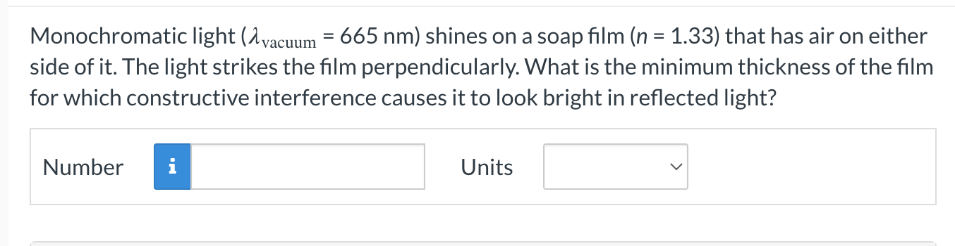 Solved Monochromatic light (λvacuum =665 nm) shines on a | Chegg.com