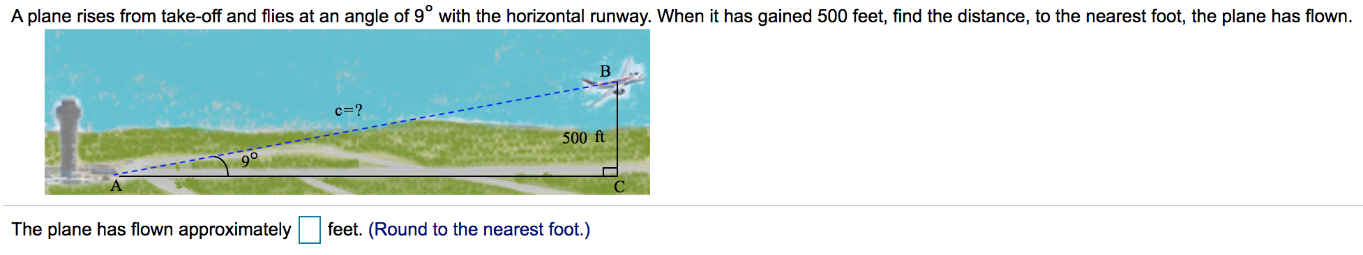 Solved A plane rises from take-off and flies at an angle of | Chegg.com