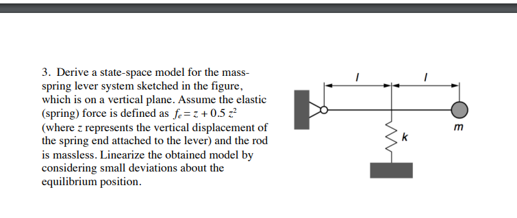 Solved 3. Derive a state-space model for the mass- spring | Chegg.com