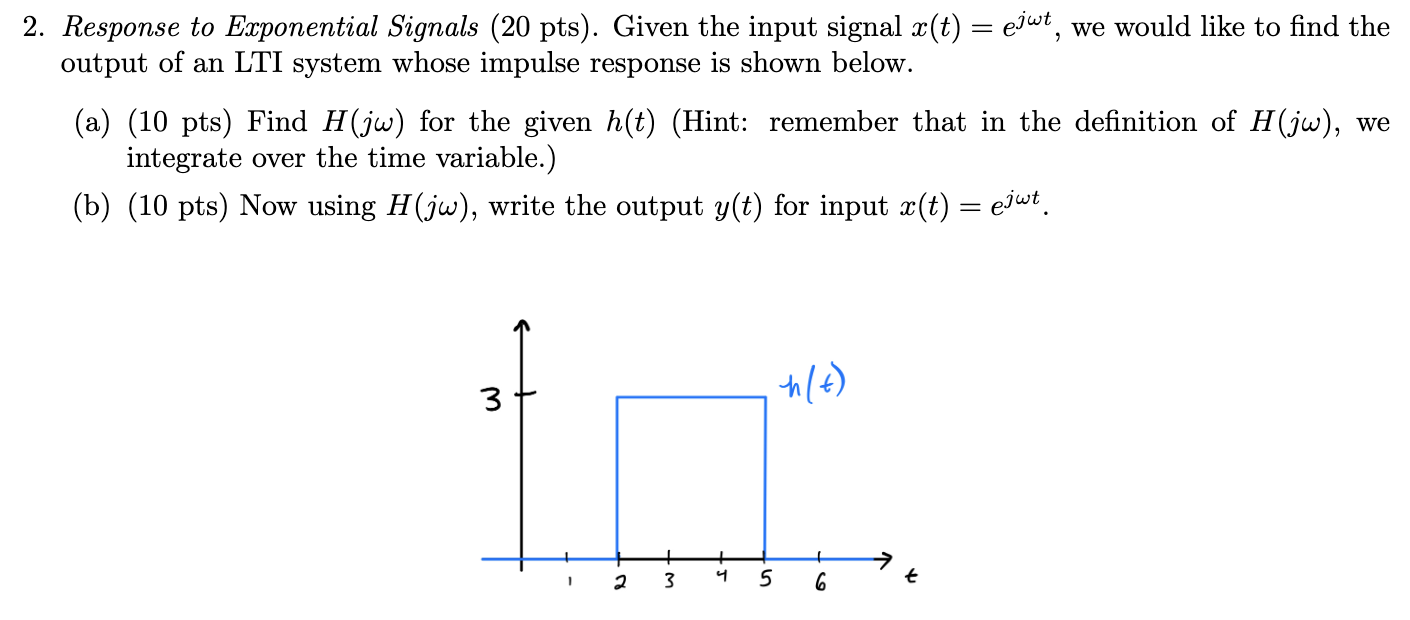 Solved 2. Response to Exponential Signals (20 pts). Given | Chegg.com