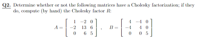 Solved 22. Determine whether or not the following matrices | Chegg.com