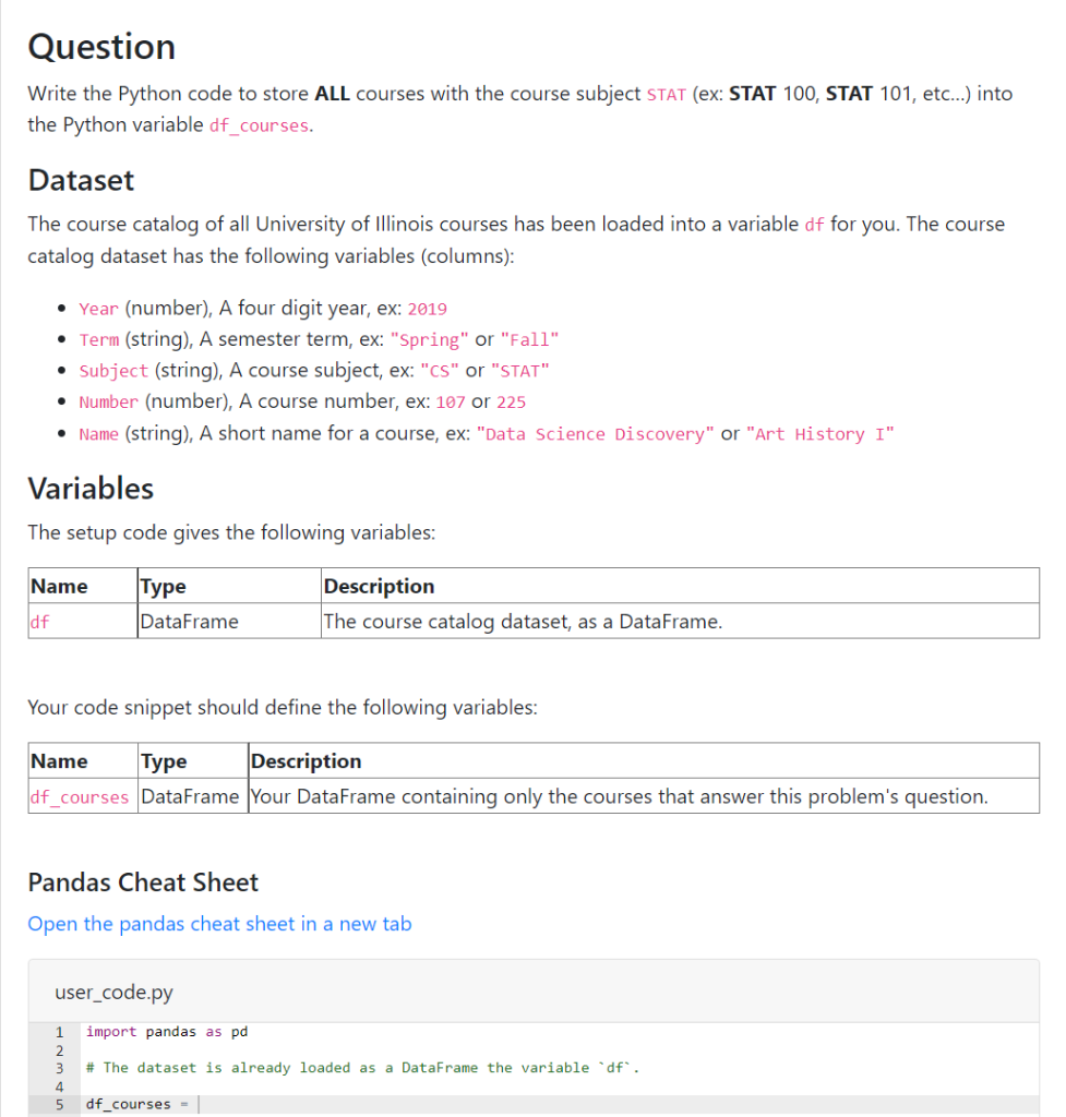 Solved Question Write the Python code to store ALL courses | Chegg.com