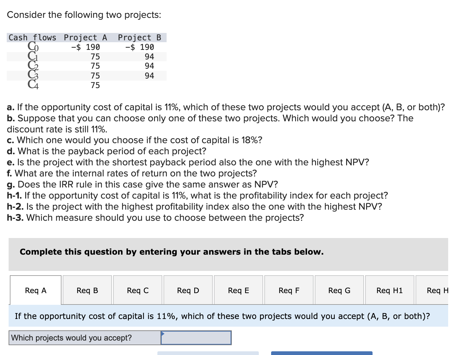 Solved Consider the following two projects: a. If the | Chegg.com