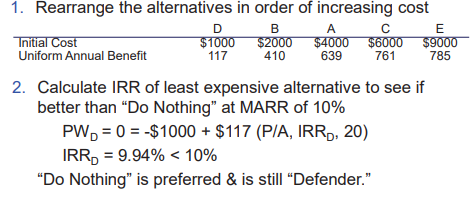 Solved Example 8-7 of the Textbook. For the alternatives in | Chegg.com