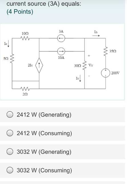 Solved current source (3A) equals: (4 Points) 3A 100 350 502 | Chegg.com