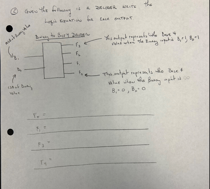 Solved (2) Guen the following is a DecODER write the Logic | Chegg.com