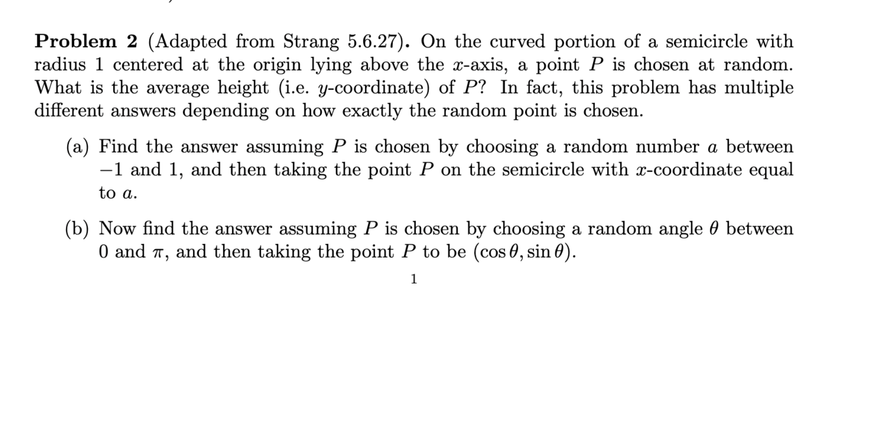Solved Problem 2 (Adapted from Strang 5.6.27). On the curved | Chegg.com