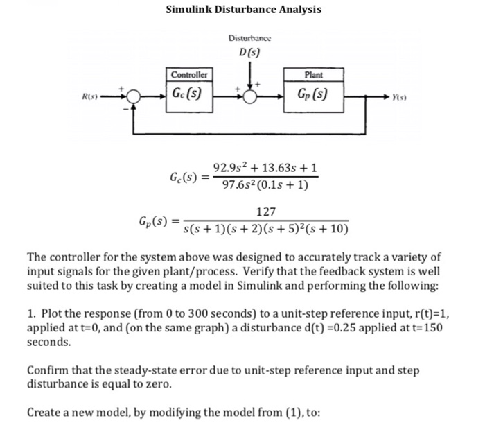 Solved Simulink Disturbance Analysis Disturhance D(s) | Chegg.com