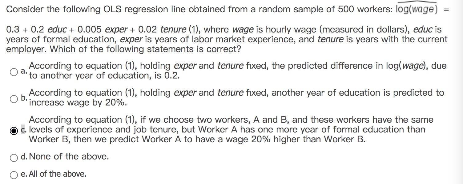 Solved Consider the following OLS regression lines obtained | Chegg.com