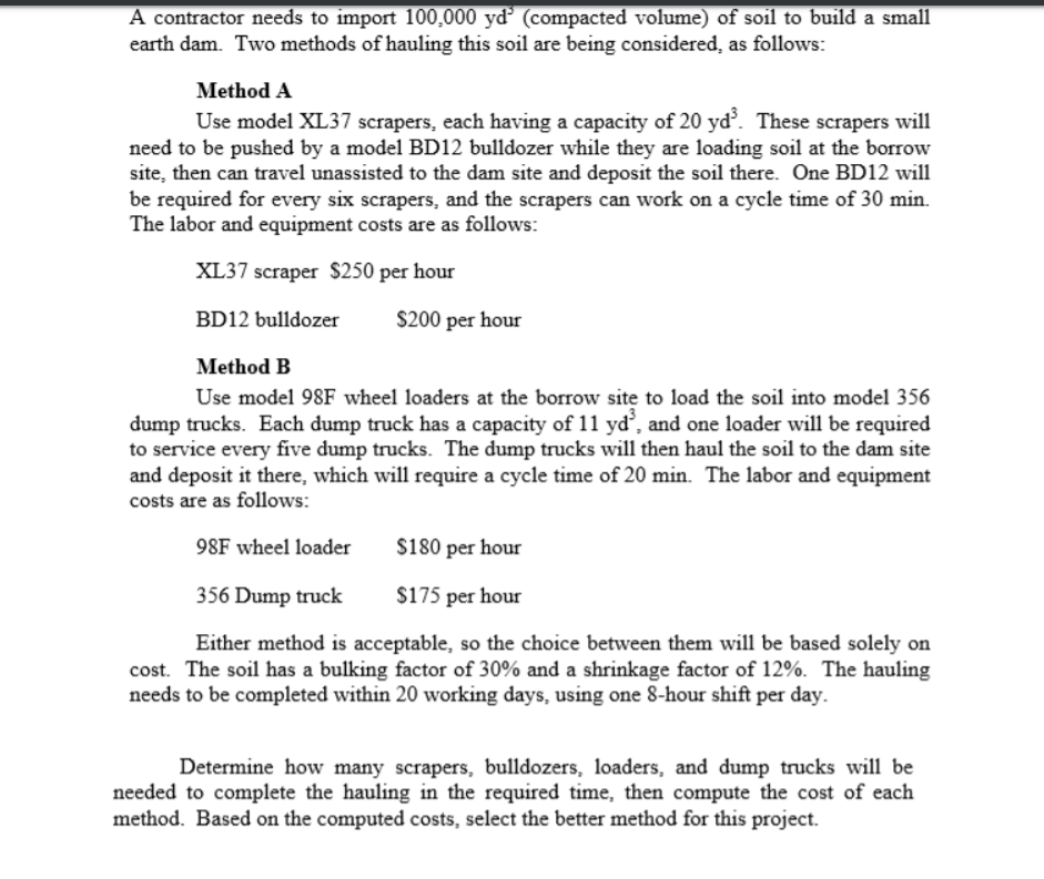 A contractor needs to import 100,000 yd (compacted | Chegg.com