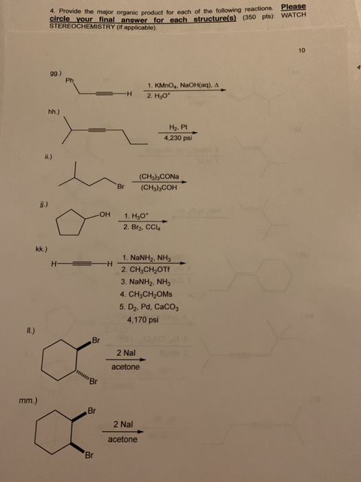 Solved the major organic product for each of the following | Chegg.com