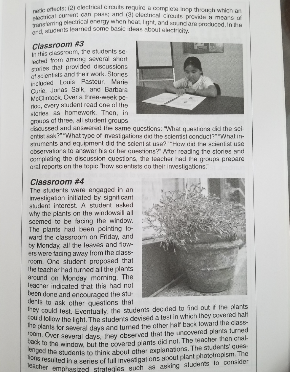 Solved Classroom Case Studies Teaching Science as Inquiry A | Chegg.com