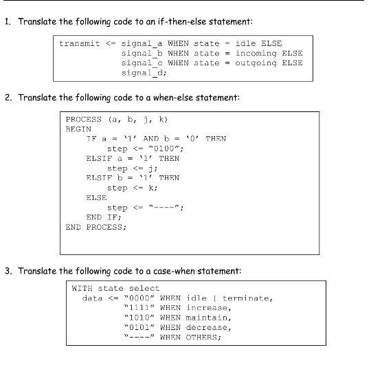 Solved 1. Translate the following code to an if-then-else | Chegg.com