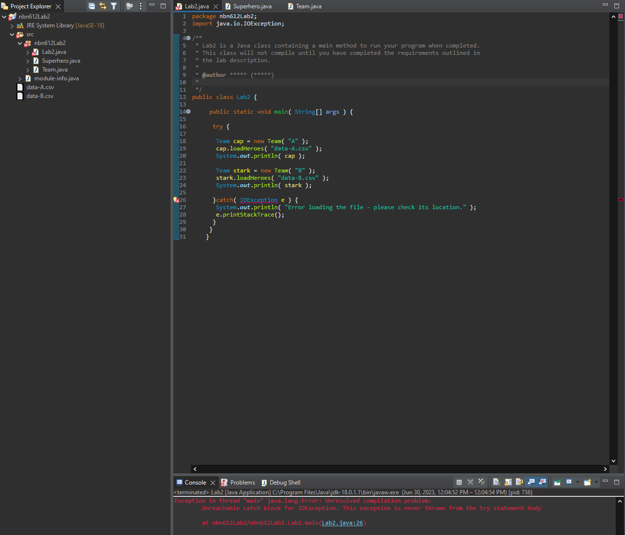 Solved I am having a compilation error with my code and I | Chegg.com