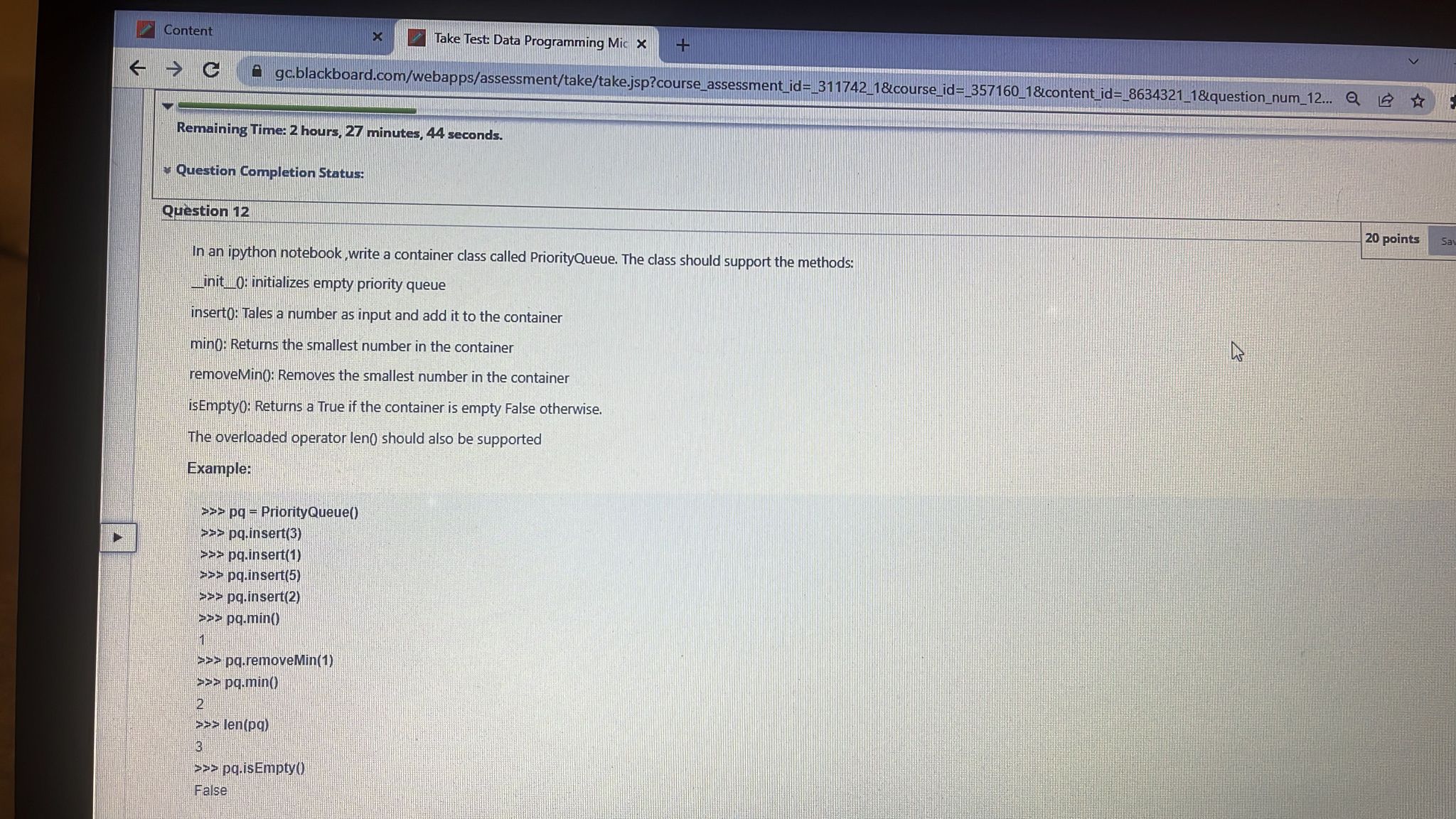 Solved In an ipython notebook, write a container class | Chegg.com