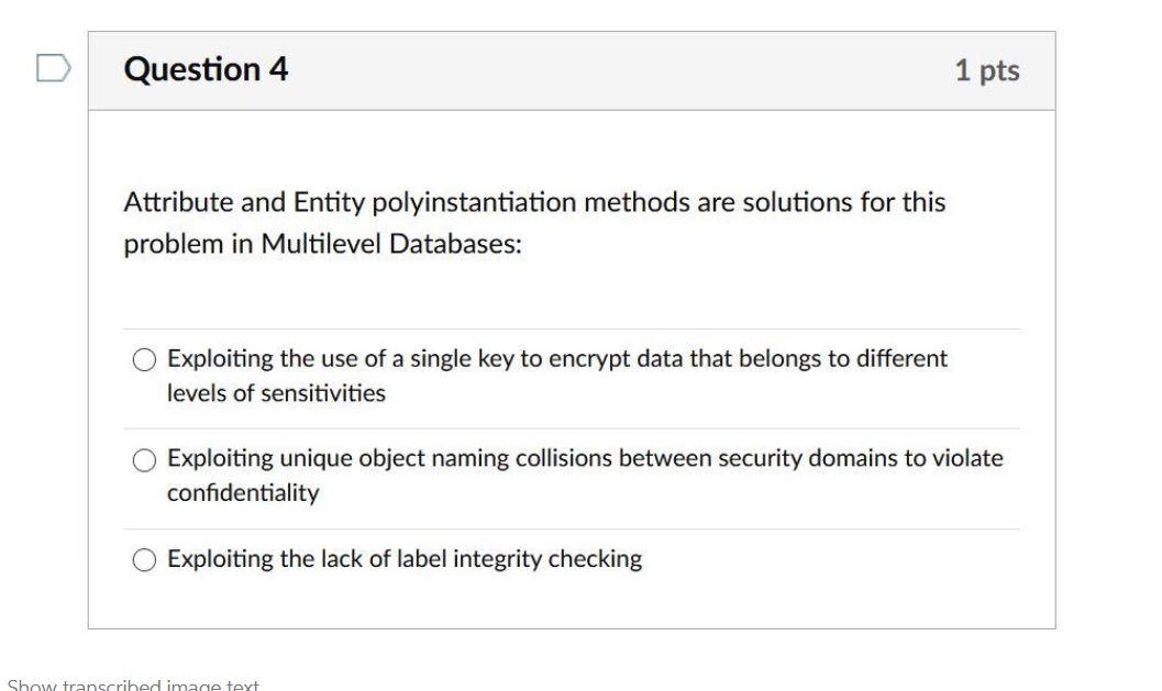 Solved Question 4 1 pts Attribute and Entity | Chegg.com