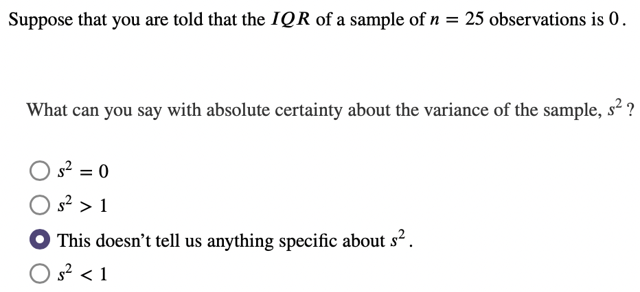 Solved Suppose that you are told that the 𝐼𝑄𝑅 of a sample | Chegg.com